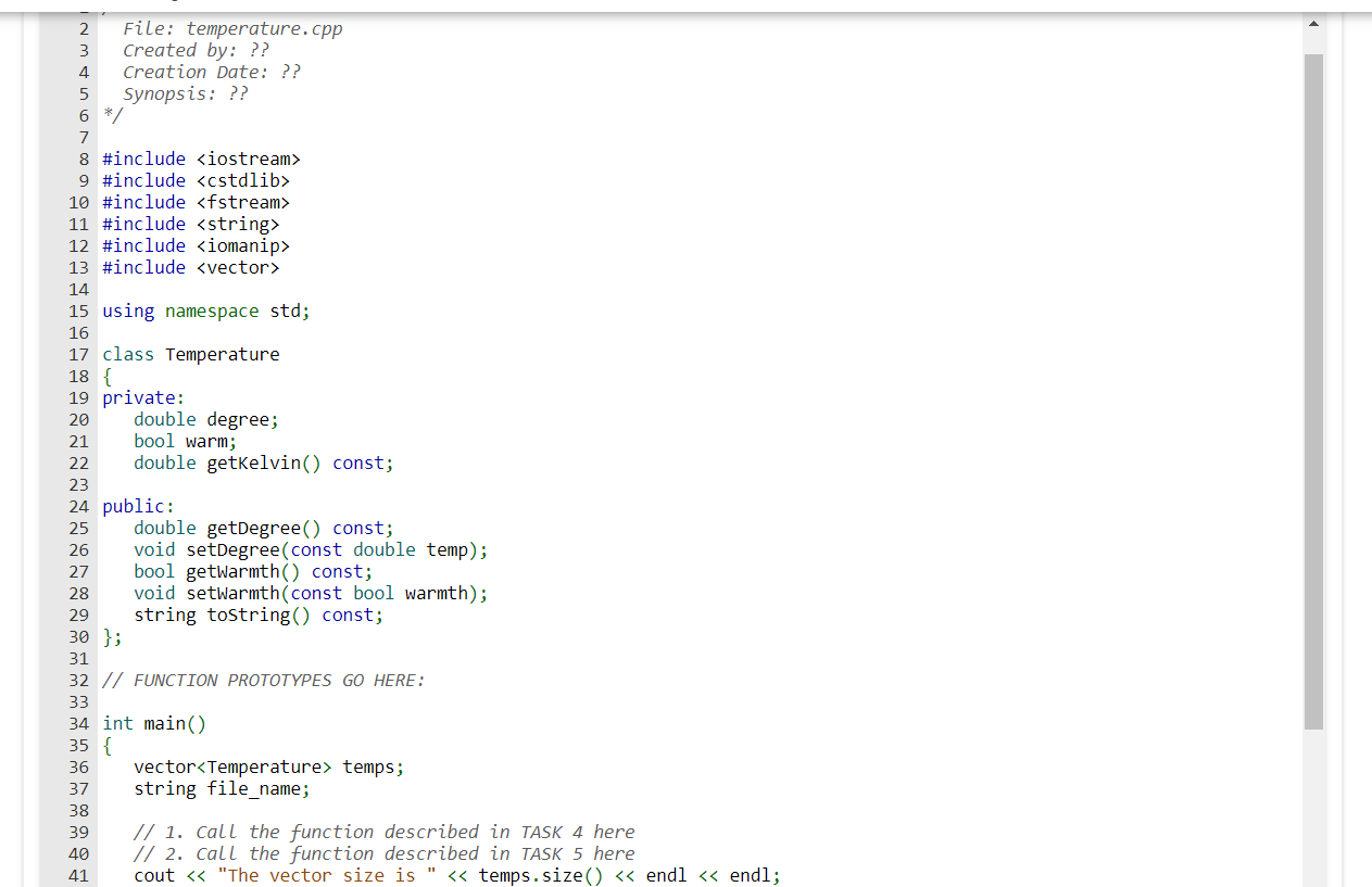 Solved Write a C++ program that reads temperatures (in | Chegg.com