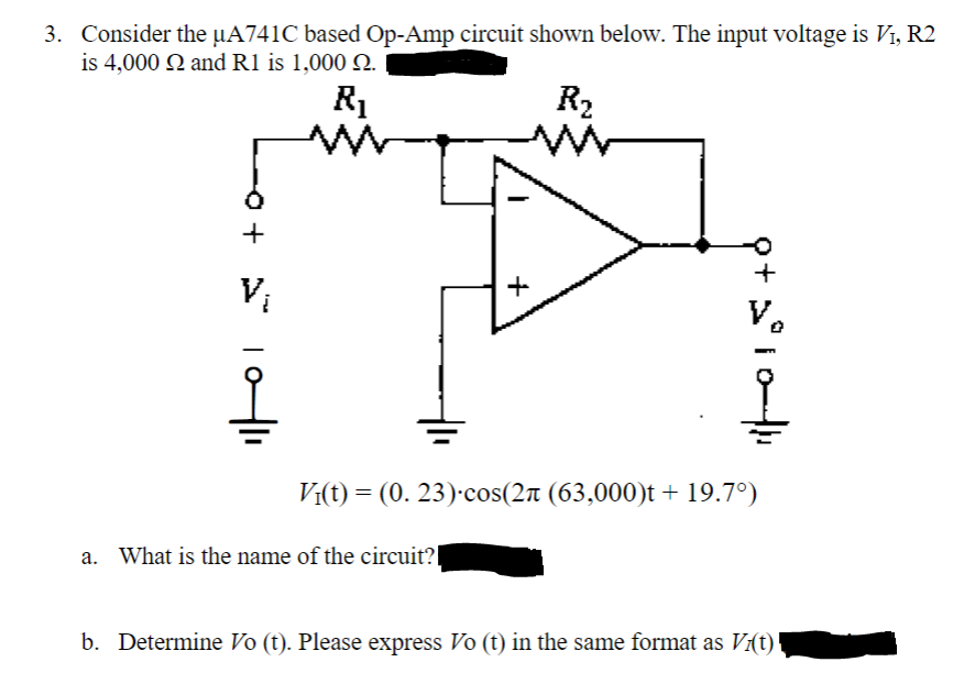 Solved 3. Consider the µA741C based Op-Amp circuit shown | Chegg.com