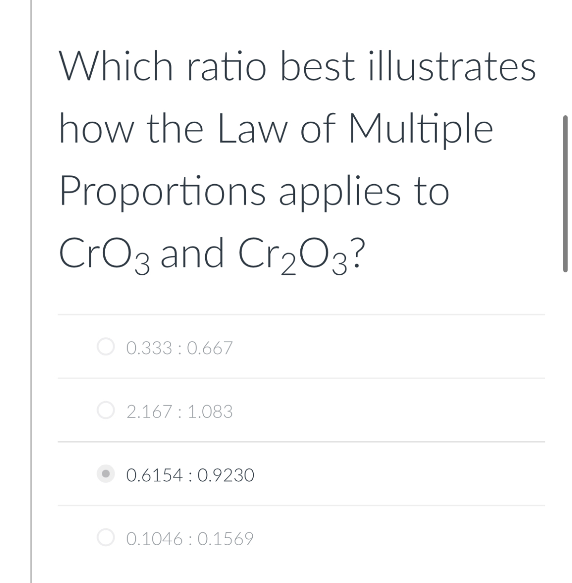 Solved Which ratio best illustrates how the Law of Multiple | Chegg.com