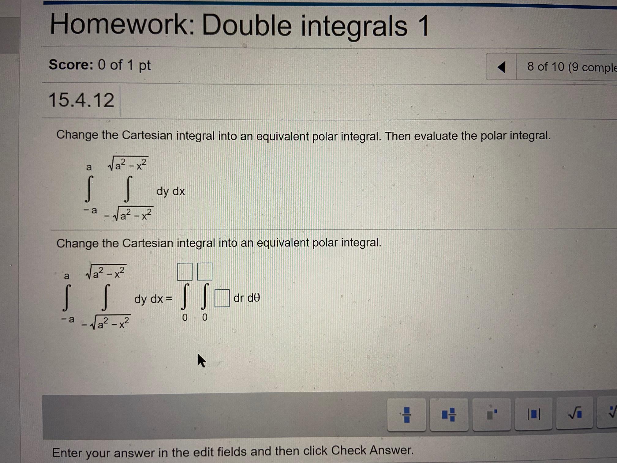 Solved Change the Cartesian integral into an equivalent | Chegg.com