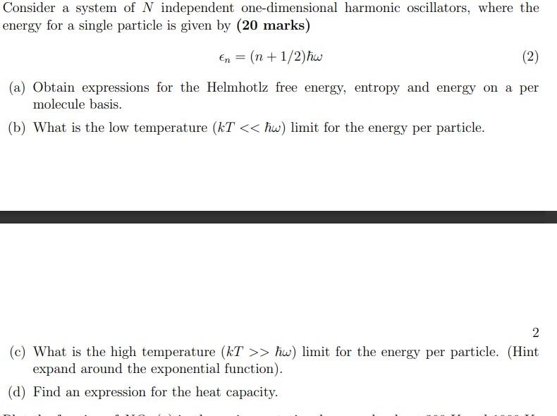 Solved Consider a system of N independent one-dimensional | Chegg.com