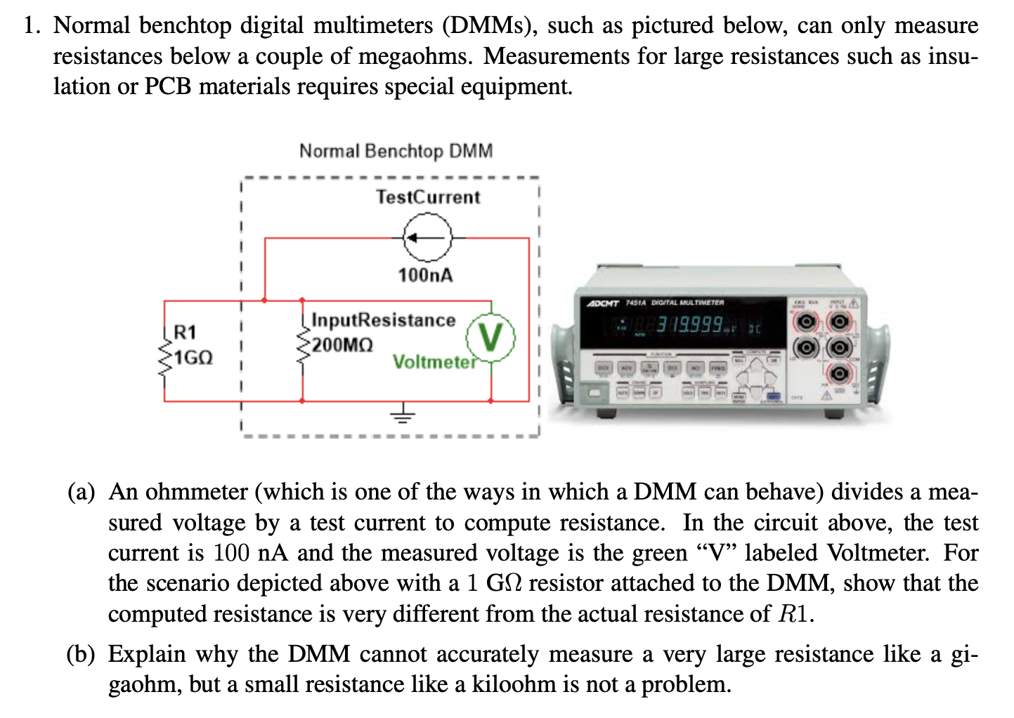 Solved 1. Normal benchtop digital multimeters (DMMs), such | Chegg.com