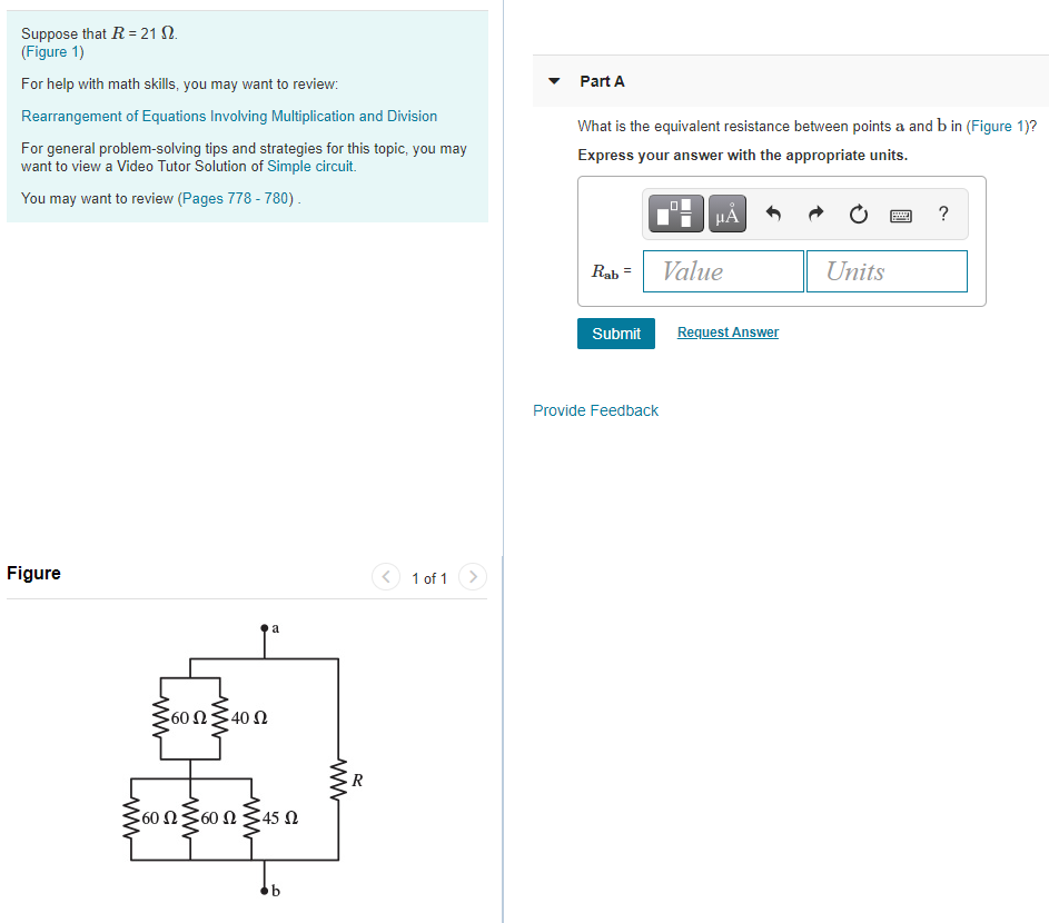 Solved Part A Suppose That R 21 12 Figure 1 For Help Chegg