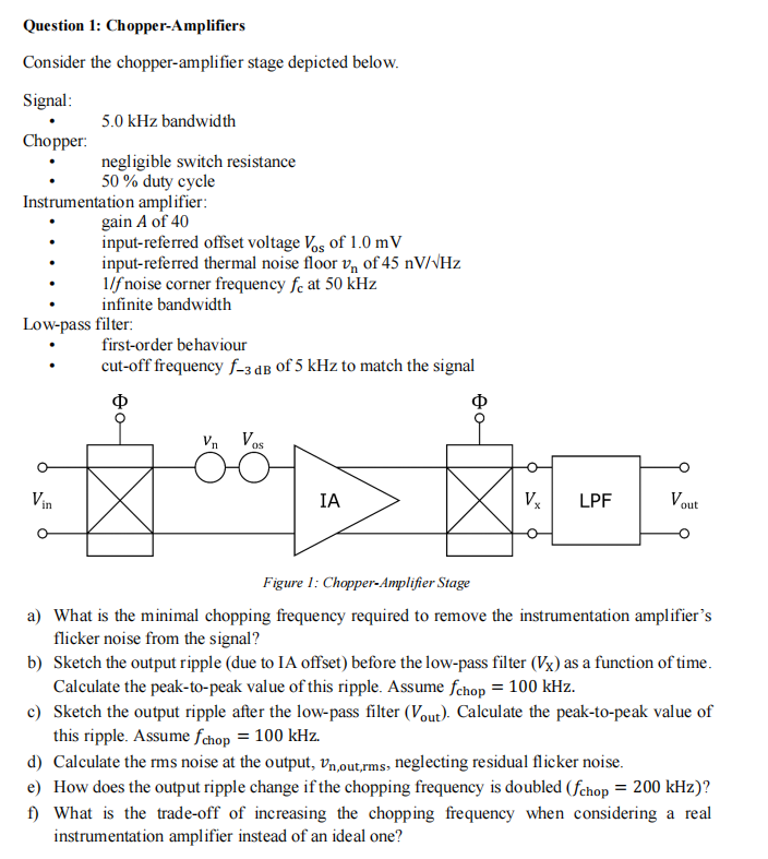 Solved Question 1: Chopper-Amplifiers Consider the | Chegg.com