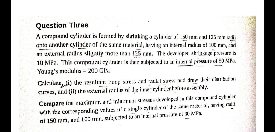 Question Three A compound cylinder is formed by | Chegg.com