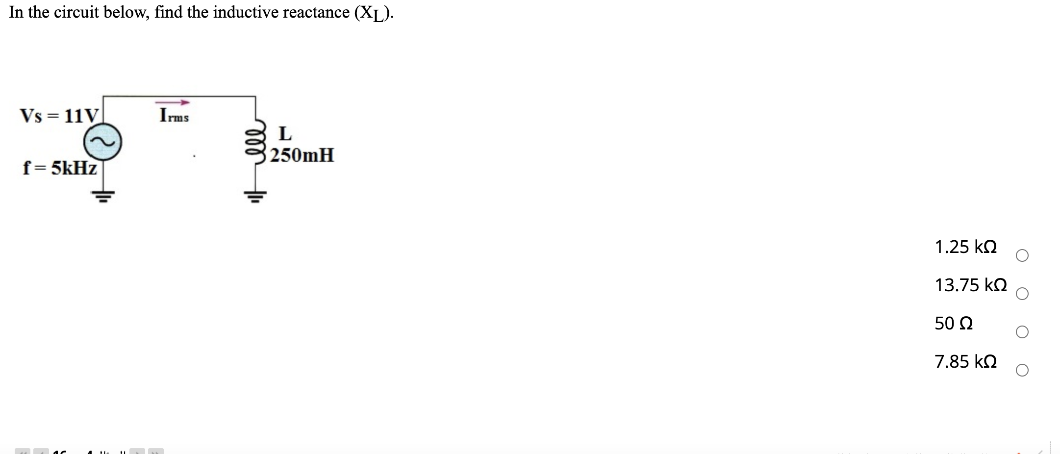 Solved In the circuit below, find the inductive reactance | Chegg.com