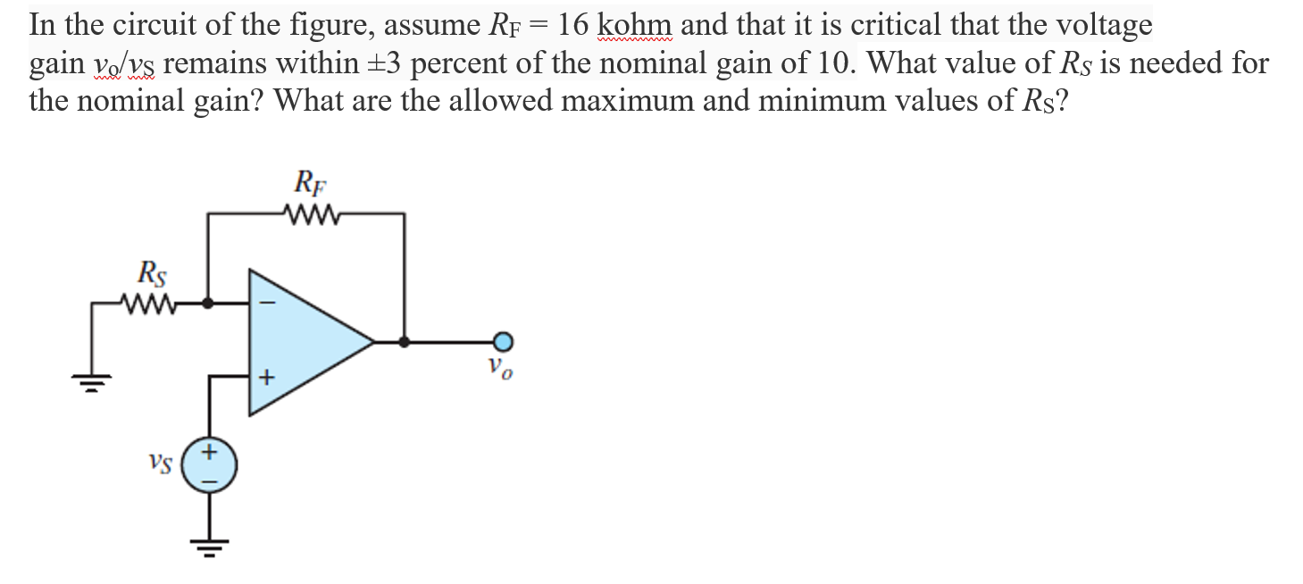 Solved In the circuit of the figure, assume RF=16kohm and | Chegg.com