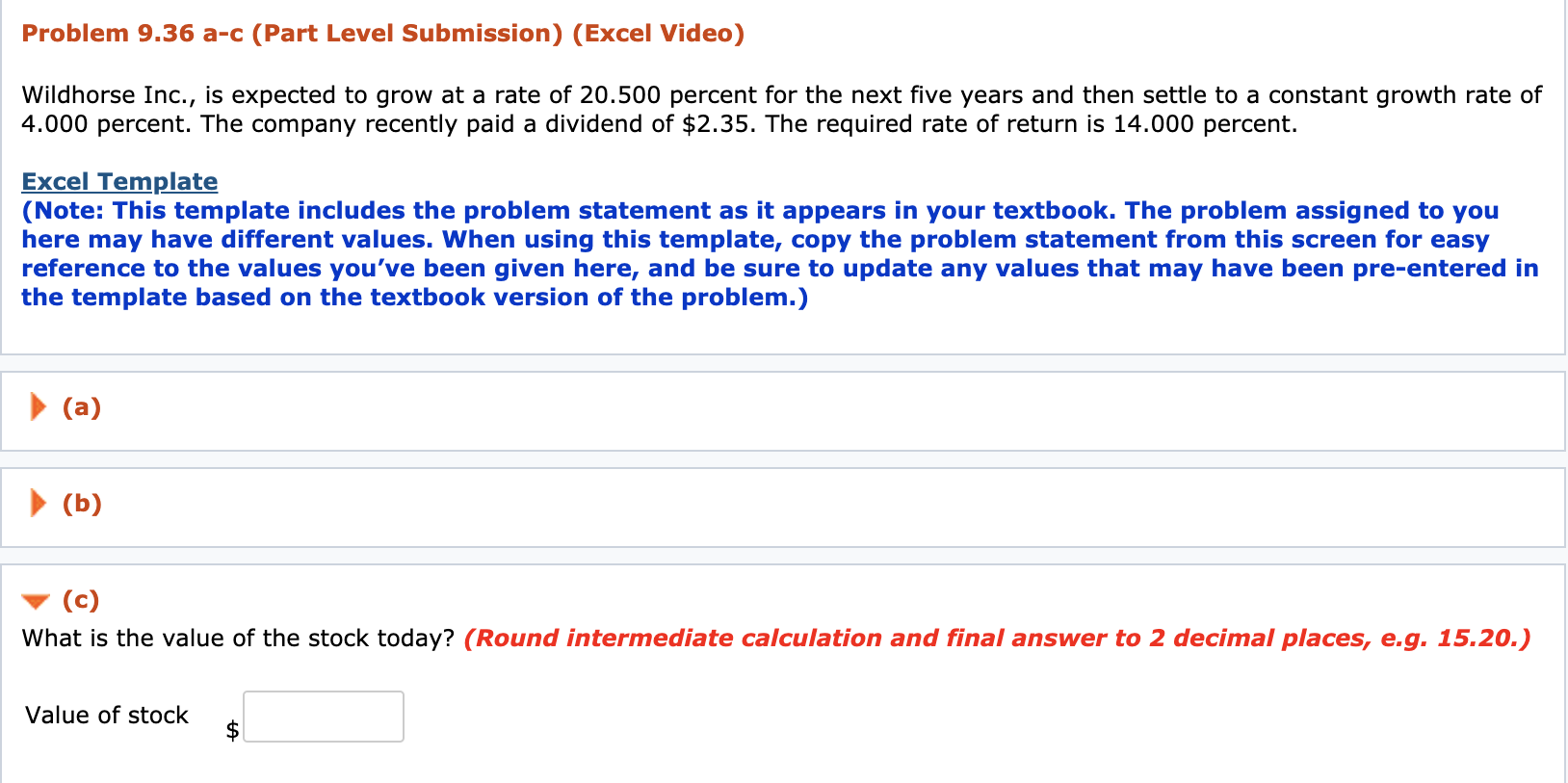 Solved Problem 9.36 a-c (Part Level Submission) (Excel | Chegg.com
