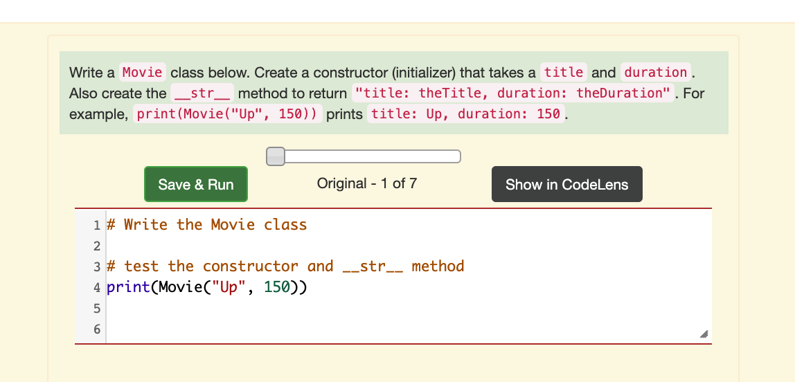 Solved Write a Movie class below. Create a constructor | Chegg.com