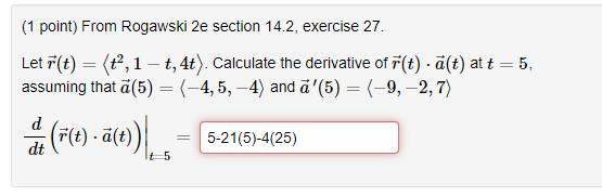 Solved (1 point) From Rogawski 2e section 14.2, exercise 27. | Chegg.com