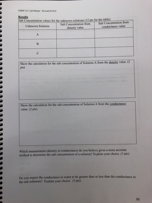 Solved CHEM 1211 Lab Manual- Revised 05/2018 Determining | Chegg.com
