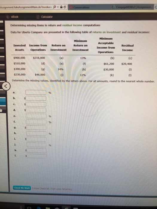 Solved Calculator Determining missing items in return and | Chegg.com