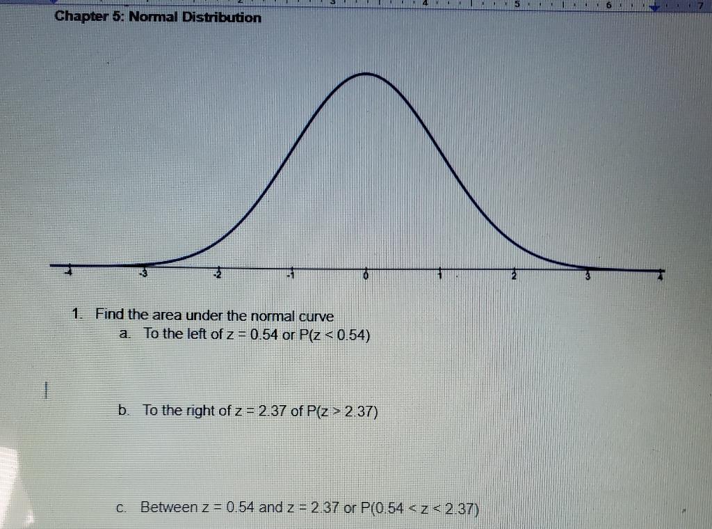 Solved Chapter 5: Normal Distribution 0 1. Find the area | Chegg.com
