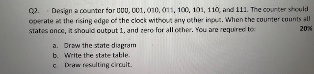 Solved 02. Design a counter for 000, 001, 010, 011, 100, | Chegg.com