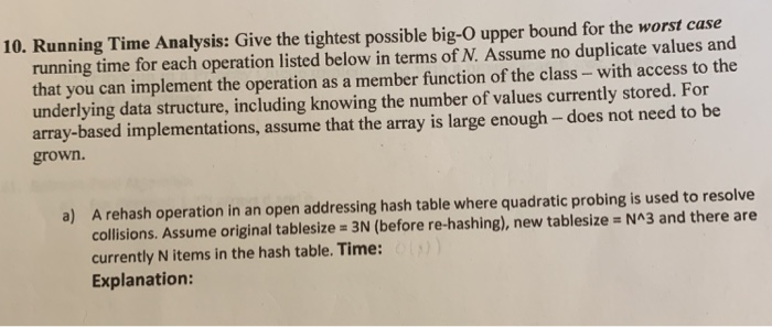 10. Running Time Analysis: Give the tightest possible | Chegg.com
