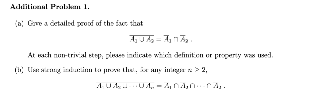 Solved Additional Problem 1. (a) Give a detailed proof of | Chegg.com