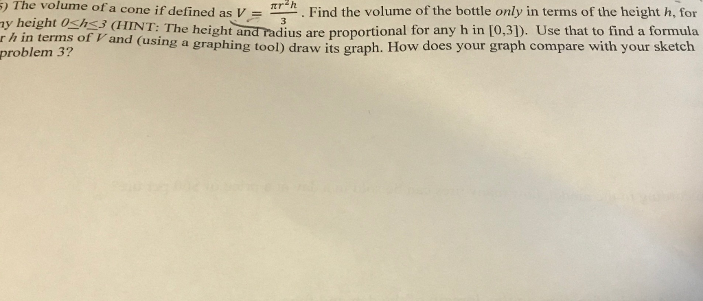 Solved Bottle problem 3) Following is a conic bottle with | Chegg.com