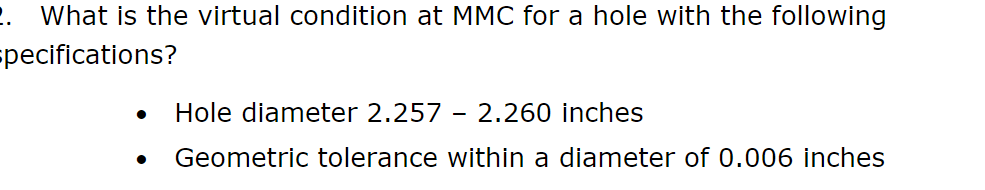 Solved What is the virtual condition at MMC for a hole with | Chegg.com