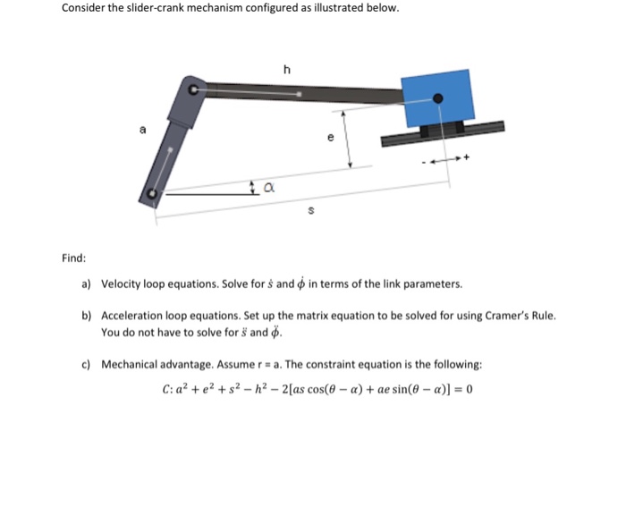 Solved Consider the slider-crank mechanism configured as | Chegg.com