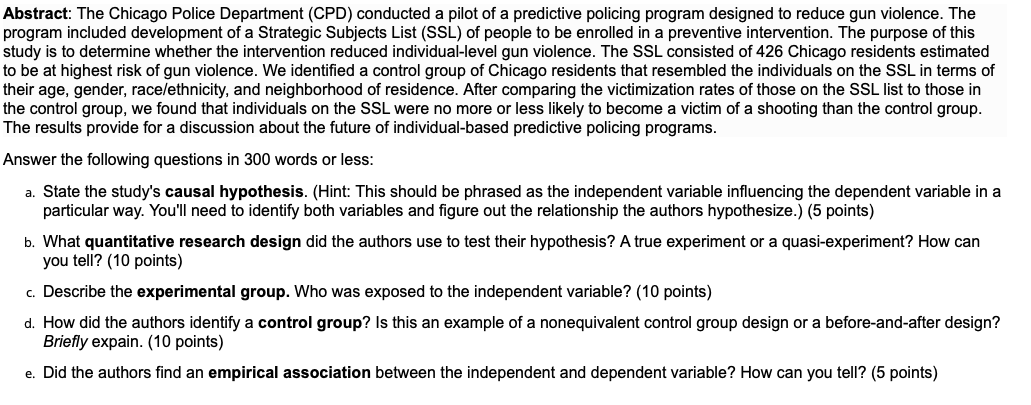 Solved Abstract: The Chicago Police Department (CPD) | Chegg.com