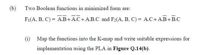 Solved Two Boolean functions in minimized form are: F1(A, B, | Chegg.com
