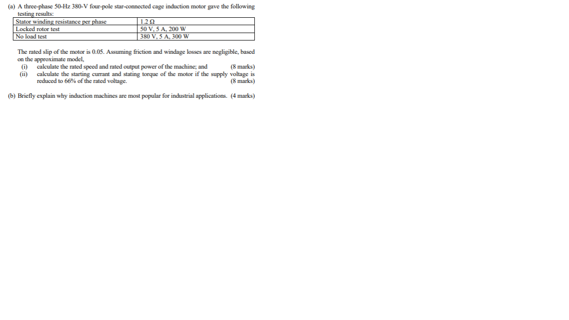 Solved Calculate the rated speed and rated output power of | Chegg.com
