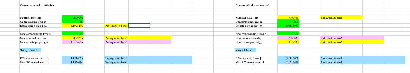 Solved Construct a spreadsheet to convert a nominal interest | Chegg.com