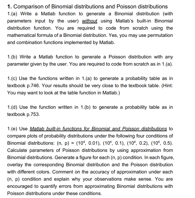 Solved 1. Comparison of Binomial distributions and Poisson | Chegg.com