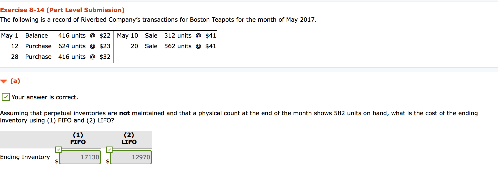 Solved Exercise 8-14 (Part Level Submission) The following | Chegg.com