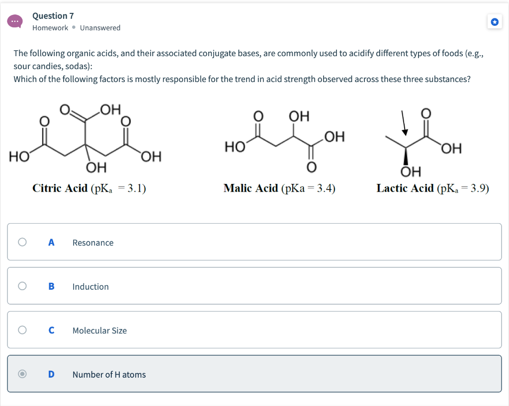 Solved Question 7 Homework. Unanswered The following organic | Chegg.com