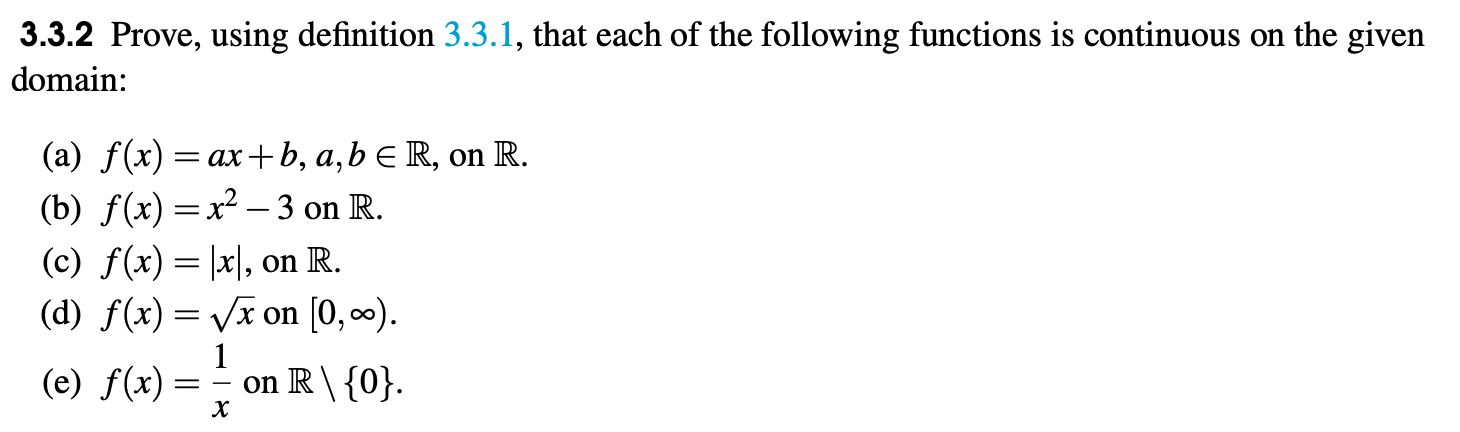3.3.2 Prove, using definition 3.3.1, that each of the | Chegg.com