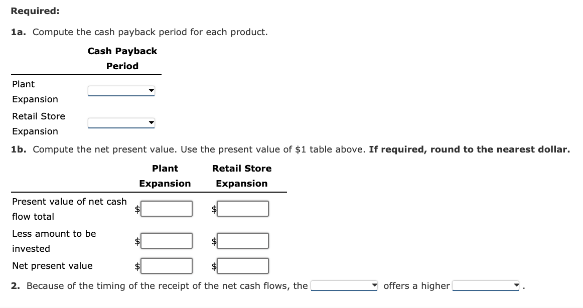 Solved 1a. Compute the cash payback period for each product. | Chegg.com