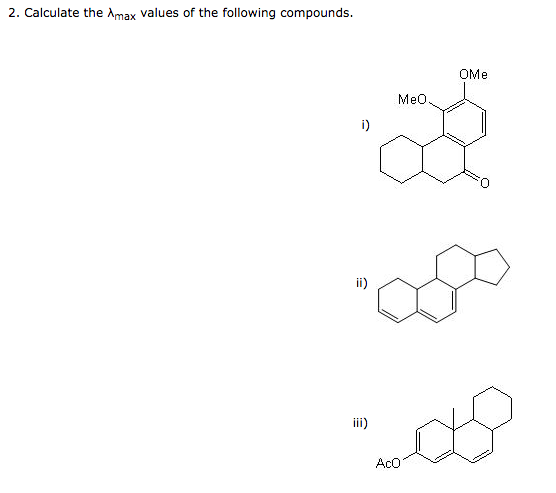 Solved 2. Calculate the Amax Values of the following | Chegg.com