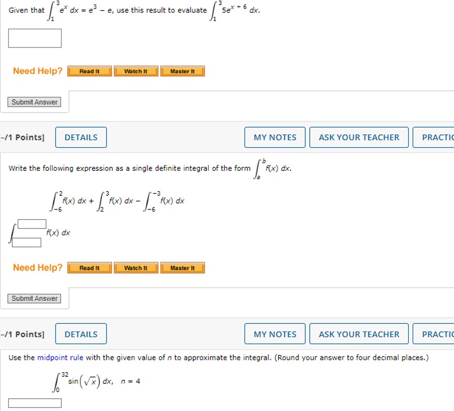 Solved Given that ∫13exdx=e3-e, ﻿use this result to evaluate | Chegg.com