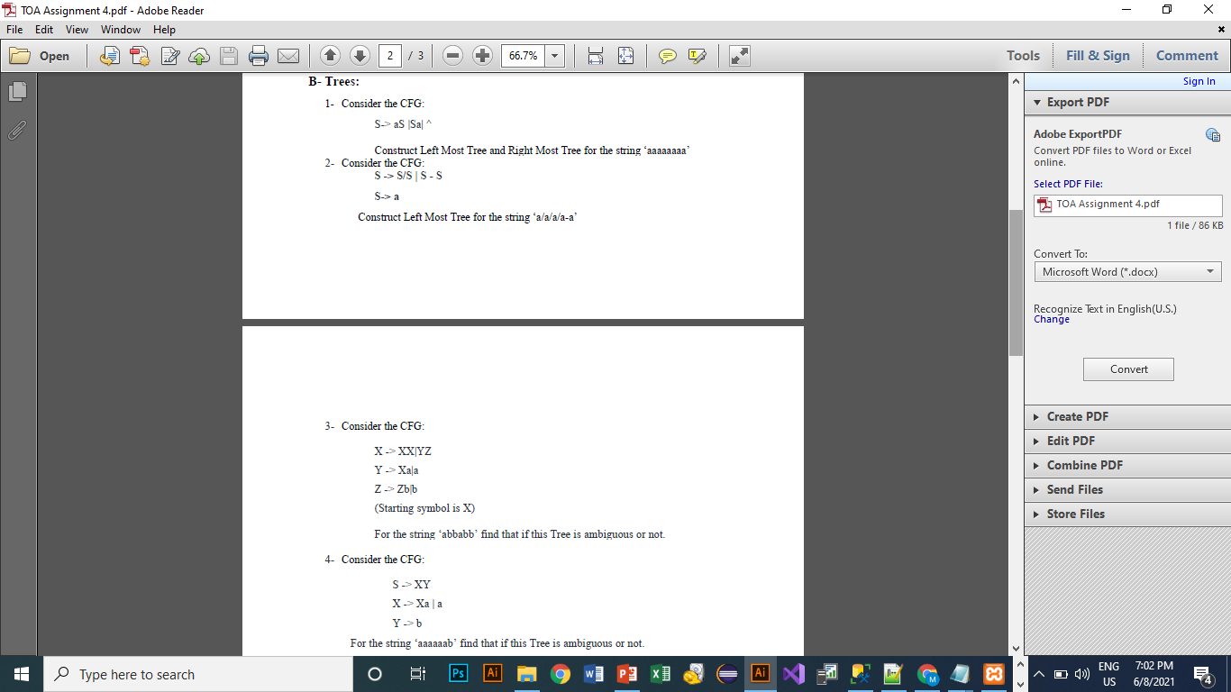 Solved TOA Assignment 4.pdf - Adobe Reader File Edit View | Chegg.com