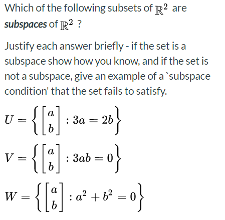 Solved Which of the following subsets of R2 are subspaces of | Chegg.com