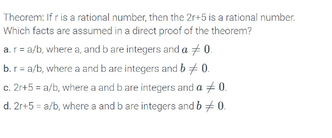 Solved Theorem: If r is a rational number, then the 2r+5 is | Chegg.com