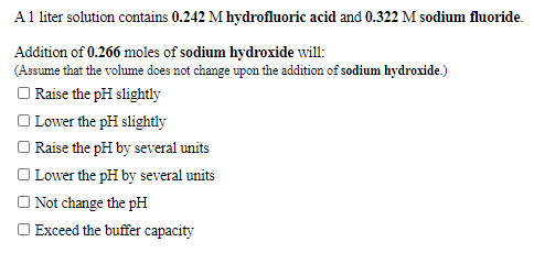 Solved A1 liter solution contains 0.242 M hydrofluoric acid | Chegg.com