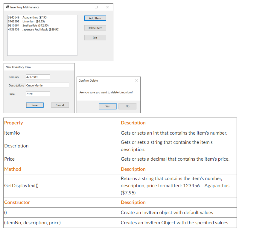 Solved Add a class named InvItem to this project, and add | Chegg.com
