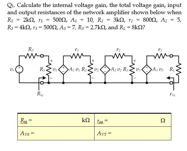 Solved Q1. Calculate the internal voltage gain, the total | Chegg.com