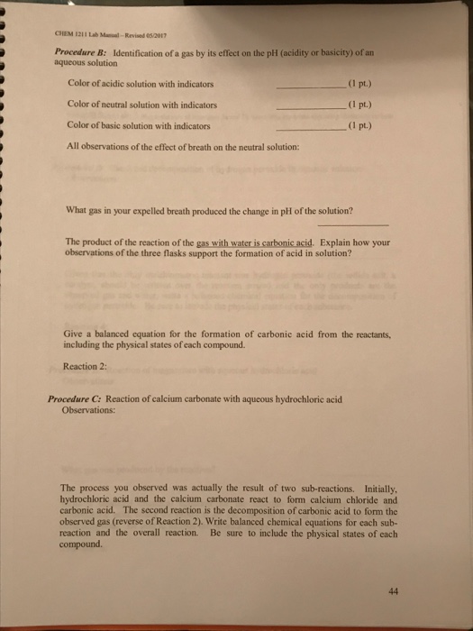 Solved CHEM 1211 Lab Manal Revised 052017 Chemical Reactions | Chegg.com Solved CHEM 1211 Lab Manal Revised 052017 Chemical Reactions | Chegg.com