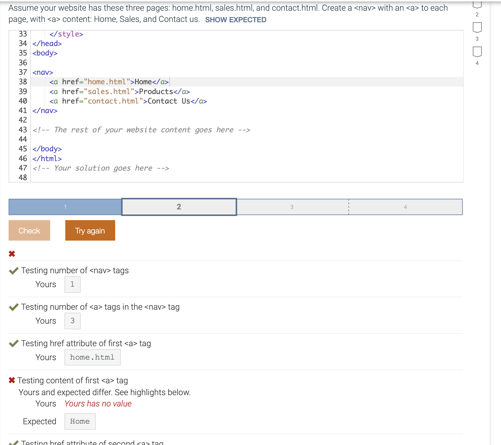 Solved Assume your website has these three pages: home.html, | Chegg.com