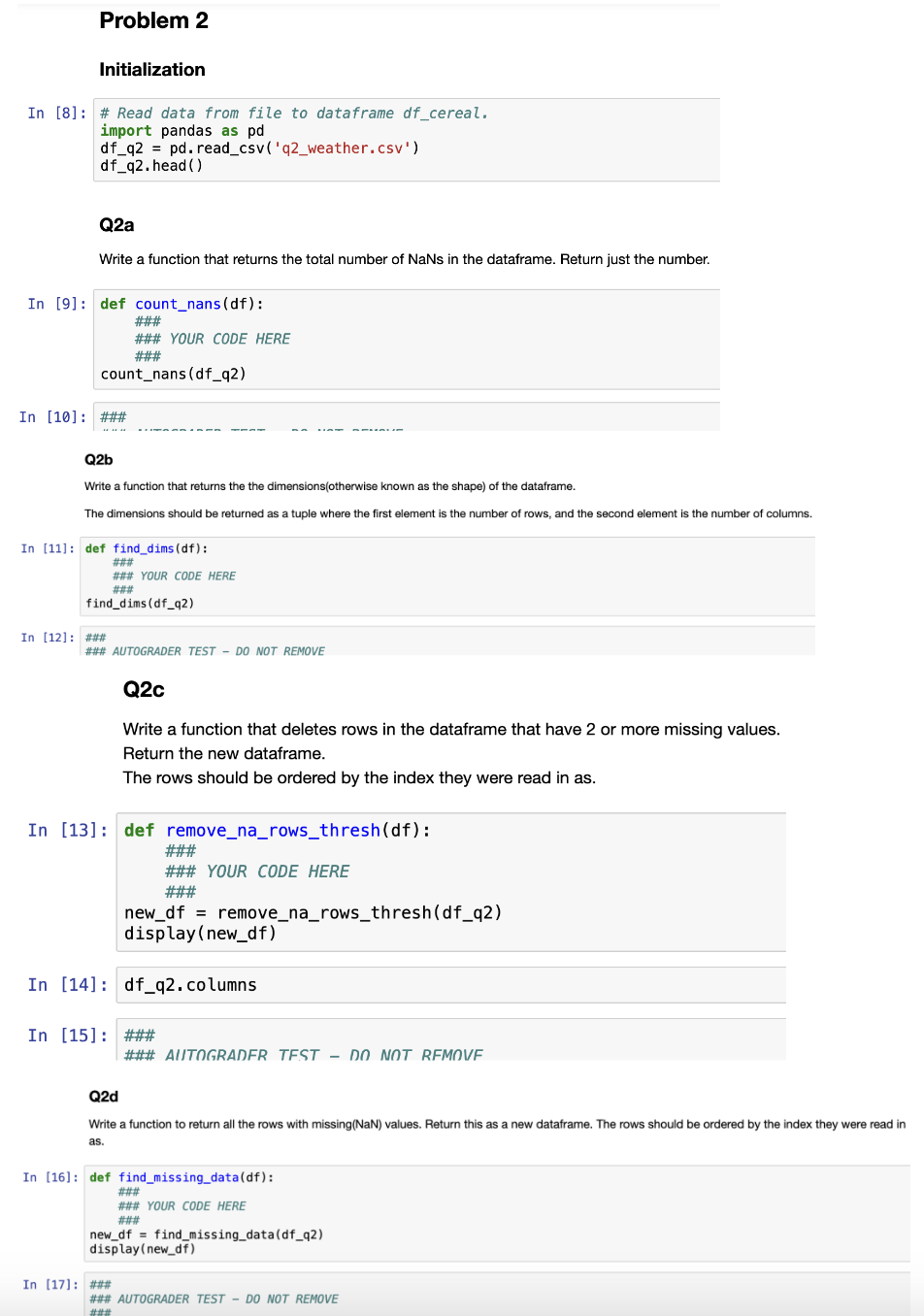 Solved Please write for each part in pandas | Chegg.com