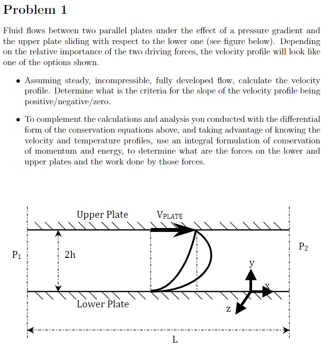 Solved Problem 1 Fluid flows between two parallel plates | Chegg.com