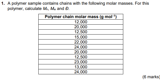 Solved . A polymer sample contains chains with the following | Chegg.com