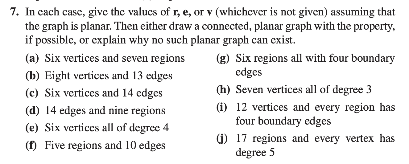 Solved 7. In each case, give the values of r, e, or v | Chegg.com
