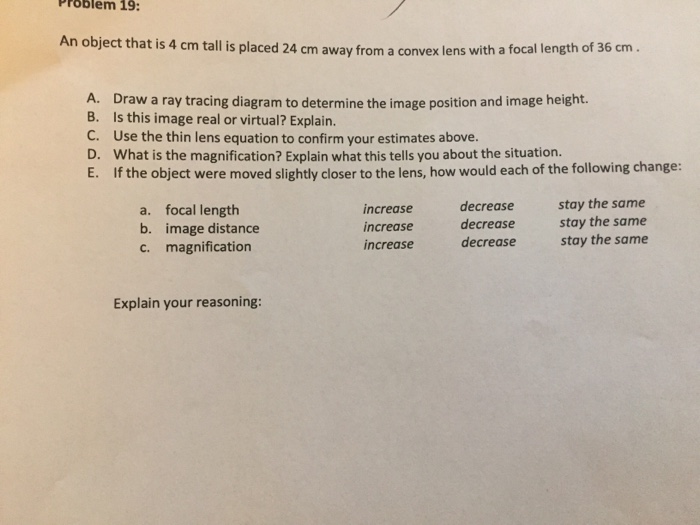Solved Problem 19: An object that is 4 cm tall is placed 24 | Chegg.com