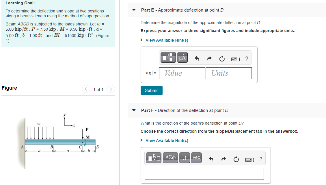Solved Learning Goal: Part A - Deflection at point C Use the | Chegg.com