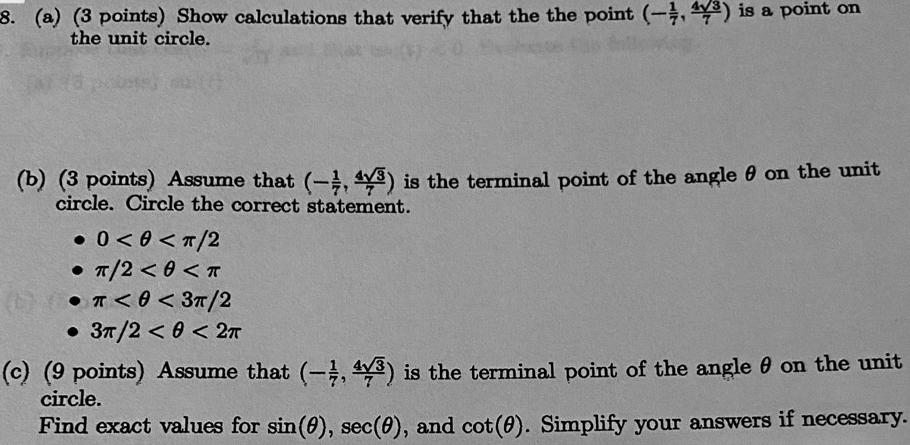 Solved 8. (a) (3 points) Show calculations that verify that | Chegg.com