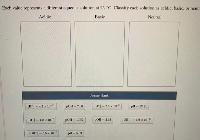Solved Each value represents a different aqueous solution at | Chegg.com